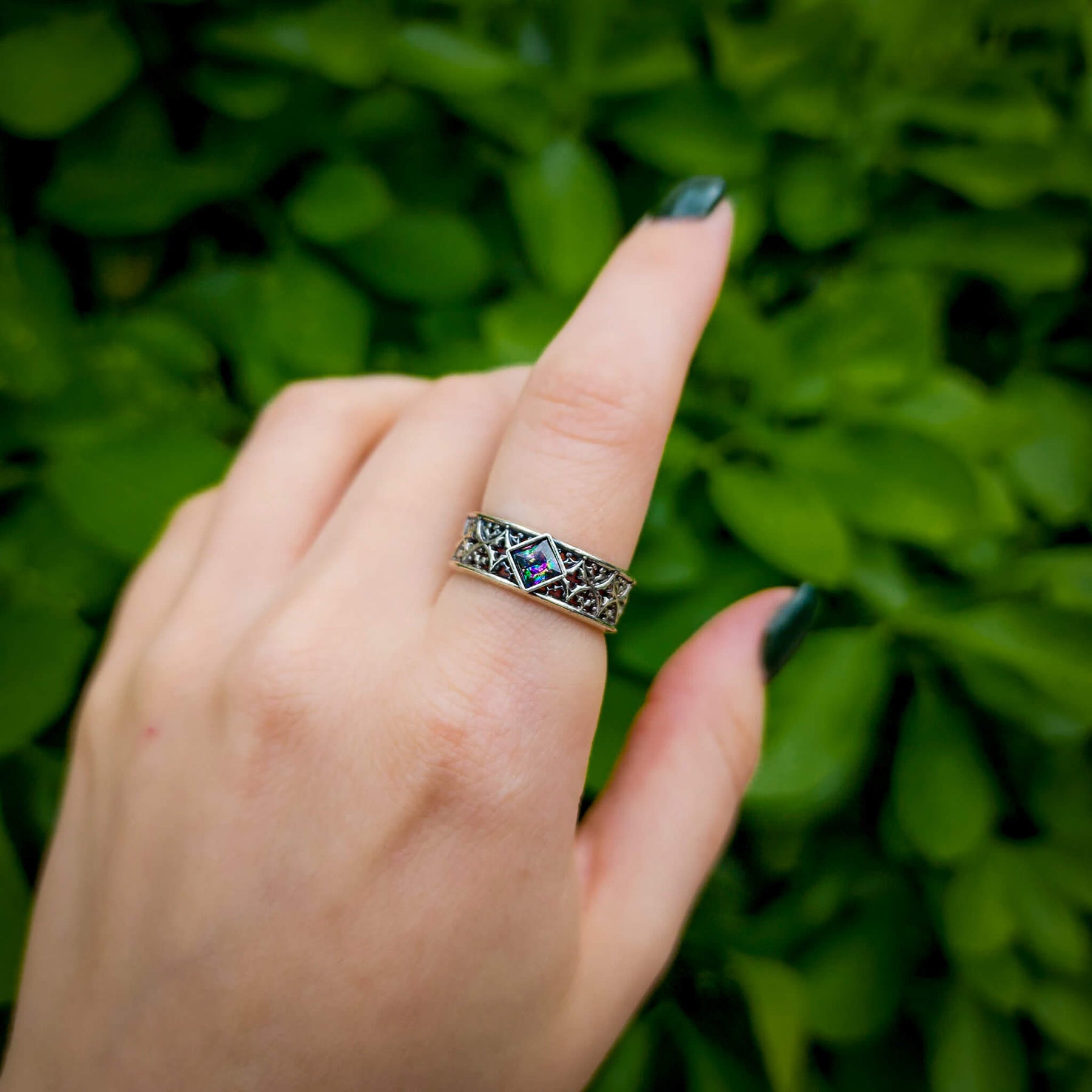 Alexandrite Gothic Band Ring – Godlynaturesjewelry